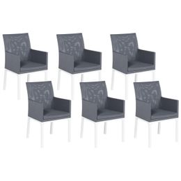 Beliani GARTENSTUHL 4er-Set Aluminium grau Bacoli