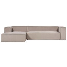 Beliani 3-SITZER-ECKSOFA Samtstoff taupe linksseitig Vernon