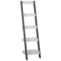 Beliani B&Uuml;CHERREGAL 5 F&auml;cher Braun/Wei&szlig; Mobile Duo