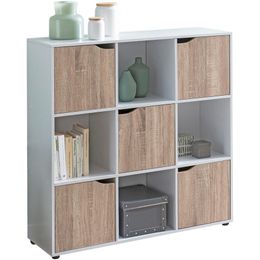 KADIMA DESIGN REGAL &ndash; Wei&szlig;/Sonoma, 89x91x29 cm, 9 F&auml;cher, f&uuml;r B&uuml;cher und Deko