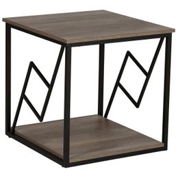 Beliani BEISTELLTISCH dunkler Holzfarbton quadratisch 56/56 cm Forres