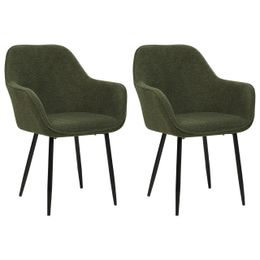 Beliani ESSZIMMERSTUHL 2er-Set Polyester Gr&uuml;n Alden