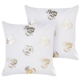 Beliani DEKOKISSEN 2er-Set Wei&szlig; 45/45 cm Goldenrod