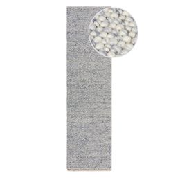 KADIMA DESIGN TEPPICH aus Wolle handgewebt MEDWAY in Blau, einfarbig, 60 x 230 cm
