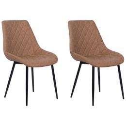 Beliani ESSZIMMERSTUHL 2er-Set Kunstleder Braun Maribel