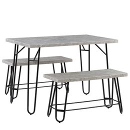 Beliani ESSGRUPPE Marmor Optik Grau 4-Sitzer 110/70 cm Kempton