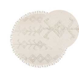Beliani TEPPICH geflochten Beige 140 cm Harran