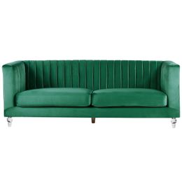 Beliani 3-SITZER-SOFA Samtstoff Gr&uuml;n Arvika