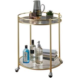 KADIMA DESIGN SERVIERWAGEN &ndash; Gold, Sicherheitsglas, auf Rollen