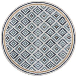 KADIMA DESIGN OUTDOORTEPPICH Waschbar FLEET, geometrisch, aus Polypropylen, Blau-Gelb, &Oslash; 160 cm