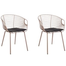 Beliani ESSZIMMERSTUHL 2er-Set Metall Beige Hoback