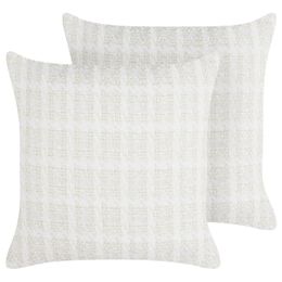 Beliani DEKOKISSEN 2er-Set Beige 45/45 cm Douris