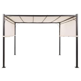 Beliani PERGOLA mit LED-Beleuchtung Stahl beige 310/310 cm Parga