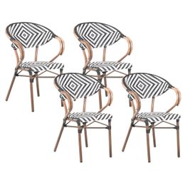 Beliani GARTENSTUHL 4er-Set Dunkelbraun Caspri