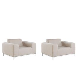 Beliani GARTENSESSEL 2er-SET beige/weisses Gestell Rovigo