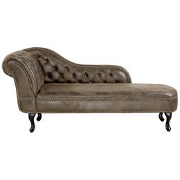 Beliani CHAISELONGUE Kunstwildleder braun linksseitig Nimes