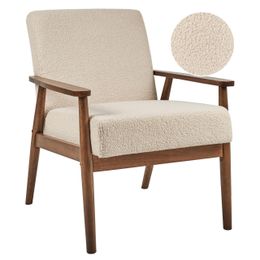 Beliani SESSEL Boucl&eacute; Dunkelbraun/Beige Esrum