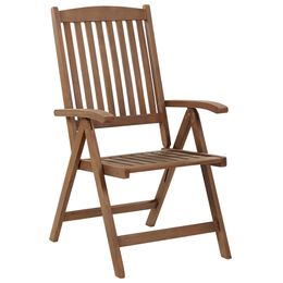 Beliani GARTENSTUHL Akazienholz dunkelbraun verstellbar Amantea