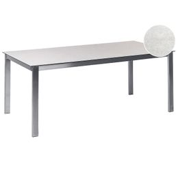 Beliani GARTENTISCH Keramik-Glas wei&szlig; 180/90 cm Cosoleto
