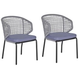 Beliani GARTENSTUHL 2er-Set Aluminium schwarz/grau Palmi