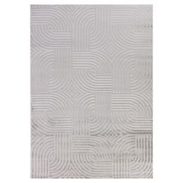 KADIMA DESIGN TEPPICH Kurzflor ILLER in Silber, mit 3D-Design, aus Jute, 140 x 200 cm