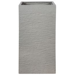 Beliani BLUMENTOPF taupe quadratisch 40/40/77 cm Dion