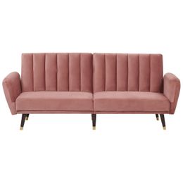 Beliani 3-SITZER-SCHLAFSOFA Samtstoff Rosa Vimmerby