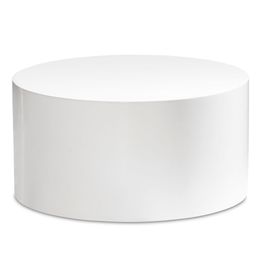 KADIMA DESIGN COUCHTISCH rund in Wei&szlig; Hochglanz, 60x60x30 cm, Modernes Design