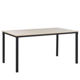 Beliani ESSTISCH 150/90/76 cm Hellbraun, Schwarz Rechteckig Hockley