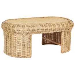 Beliani GARTENTISCH 96/60 cm Rattan Nat&uuml;rlich Livadeia