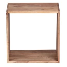 KADIMA DESIGN BEISTELLTISCH Massivholz Regalform Cube NAKO, Beige 43x33x43 cm