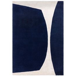 KADIMA DESIGN WOLLTEPPICH HULL-Tickton, abstrakt, Dunkelblau, 200 x 300 cm