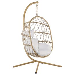 Beliani H&Auml;NGESESSEL mit Gestell Flechtseil beige 100/108 cm Adria