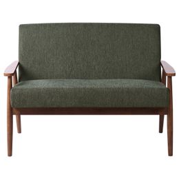 Beliani SOFA 2-Sitzer Dunkelbraun/Gr&uuml;n Esrum