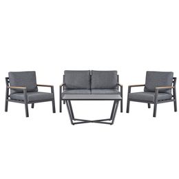 Beliani LOUNGE-SET 4-sitzer Aluminium Schwarz Delia