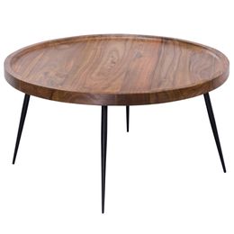 KADIMA DESIGN COUCHTISCH Industrial-Stil Rund, Holzplatte und Metallbeine, Handgefertigt, Pflegeleicht
