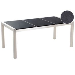 Beliani GARTENTISCH Edelstahl/Naturstein schwarz poliert 180/90 cm Grosseto