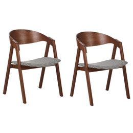 Beliani ESSZIMMERSTUHL 2er-Set Braun Yuba