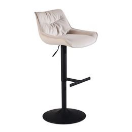 KADIMA DESIGN BARHOCKER Samt Lehne H&ouml;henverstellbar Trompetenfu&szlig; Gepolstert, Beige 45x55x106 cm