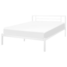 Beliani METALLBETT 140/200cm Wei&szlig; Cusset