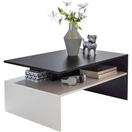KADIMA DESIGN COUCHTISCH Zweifarbig Schwarz Wei&szlig;, 90x60 cm, Melaminharzbeschichtet