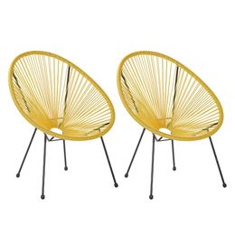 Beliani RATTANSTUHL 2er-SET gelb Kunststoff 70 cm Acapulco II