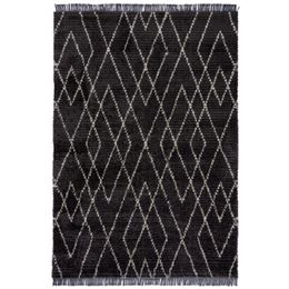 KADIMA DESIGN TEPPICH mit Fransen SWALE, geometrisch, Schwarz-Wei&szlig;, 120 x 170 cm