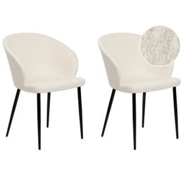 Beliani ESSZIMMERSTUHL 2er-Set Boucl&eacute; cremewei&szlig;/schwarz Mason