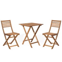 Beliani BALKONSET 2-Sitzer Akazienholz hellbraun Fiji