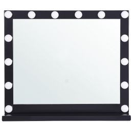 Beliani BADSPIEGEL mit LED-Beleuchtung schwarz rechteckig 50/60 cm Beauvoir