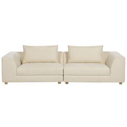 Beliani 3-SITZER-SOFA sandbeige mit Kissen Lermon
