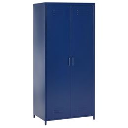 Beliani GARDEROBENSCHRANKSTAHL blau 4 F&auml;cher Varna
