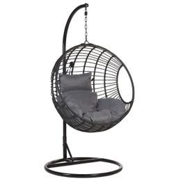 Beliani H&Auml;NGESESSEL mit Gestell PE Rattan schwarz 97 cm Aspio