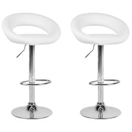 Beliani BARHOCKER 2er-Set Kunstleder Wei&szlig; Peoria